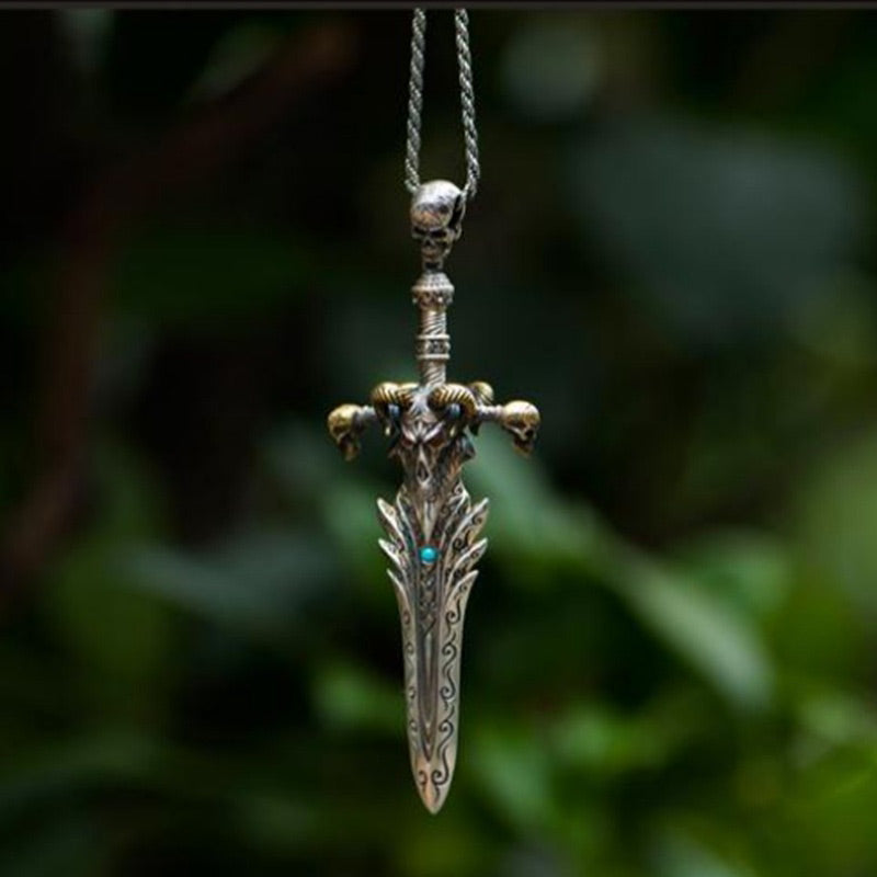 316L Stainless Steel Domineering Angel Sword Amulet Necklace – Blue Islet