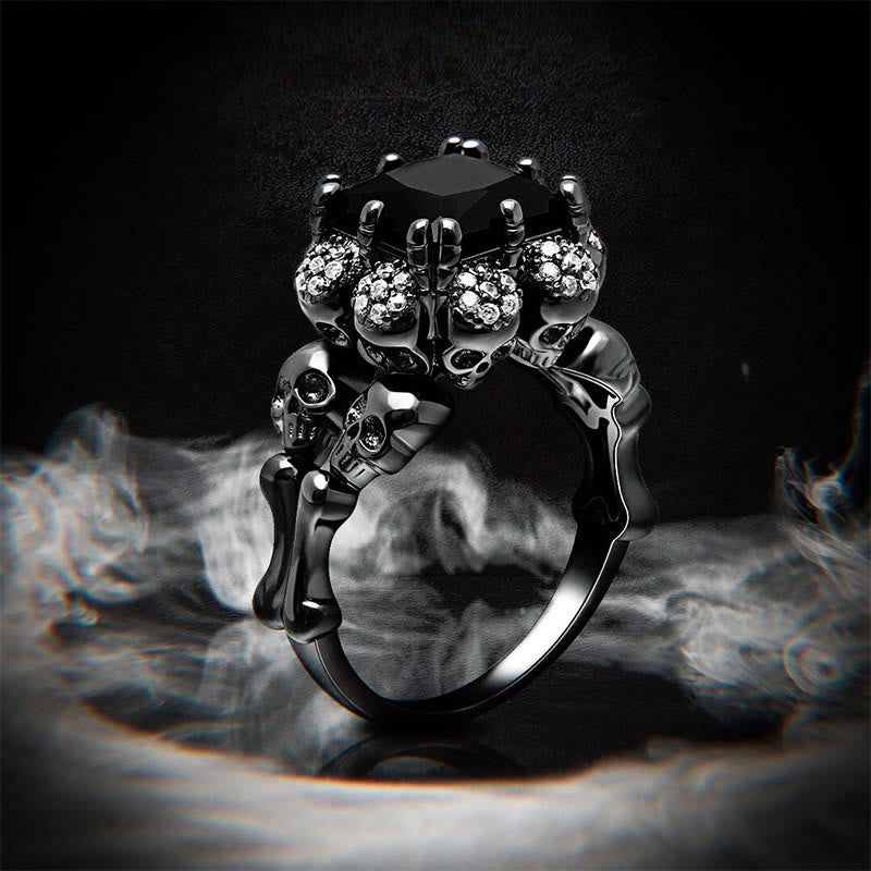 Gothic Shiny Dark Skull Ring – Blue Islet